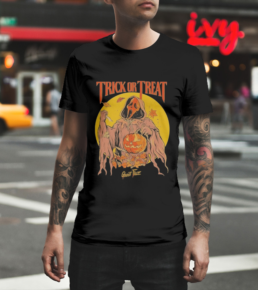 Trick Or Treat Ghost Face Pumpkin Cavity Colors Halloween T-Shirt