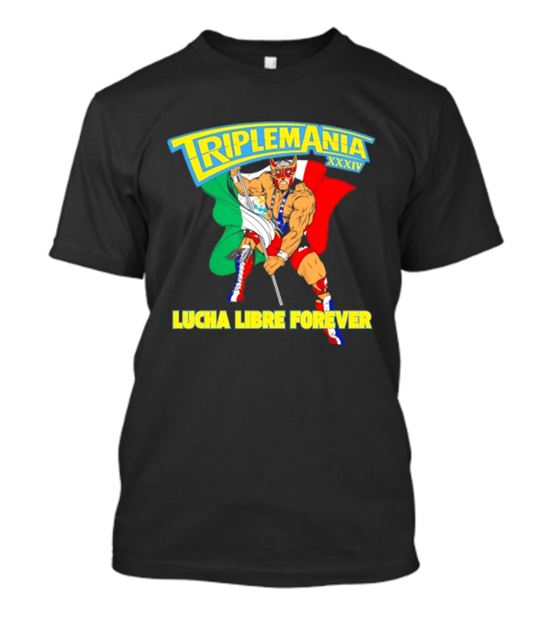Triplemania XXXIV Lucha Libre Forever Wrestler Mexican Flag T-Shirt