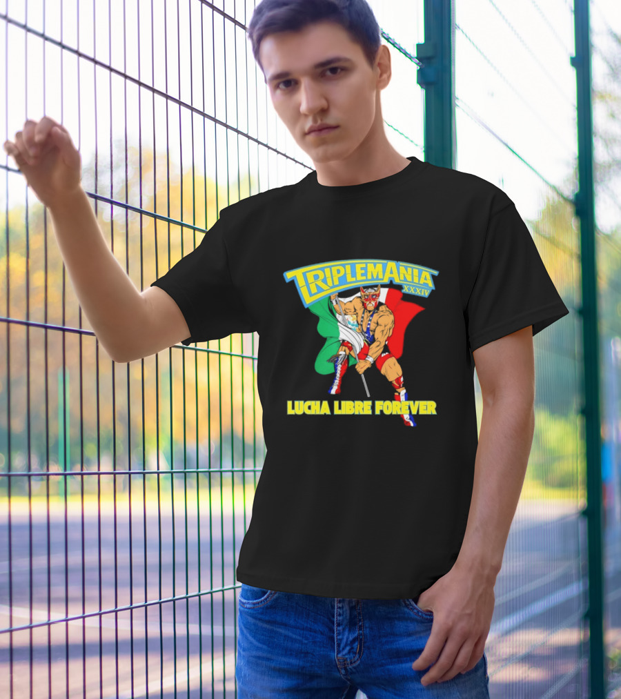 Triplemania XXXIV Lucha Libre Forever Wrestler Mexican Flag T-Shirt