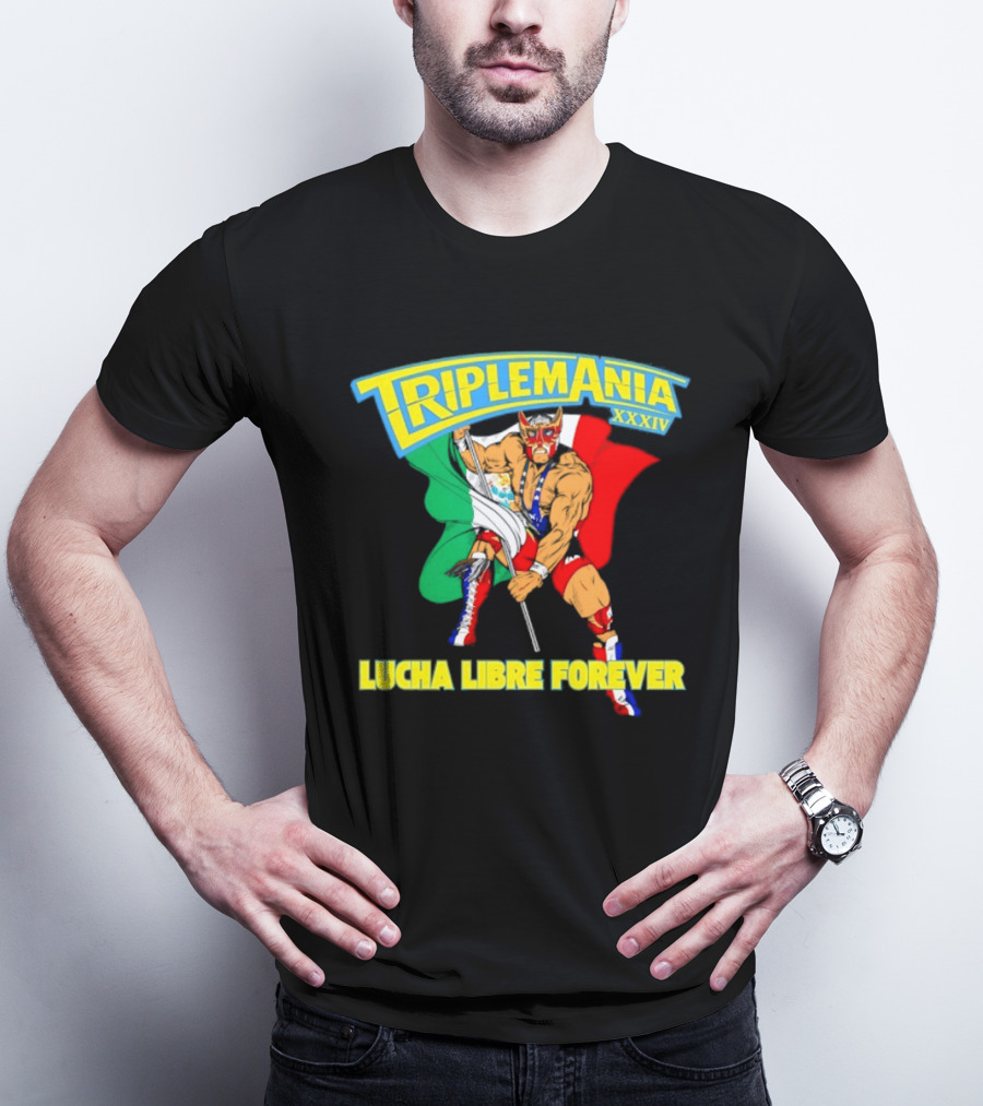 Triplemania XXXIV Lucha Libre Forever Wrestler Mexican Flag T-Shirt
