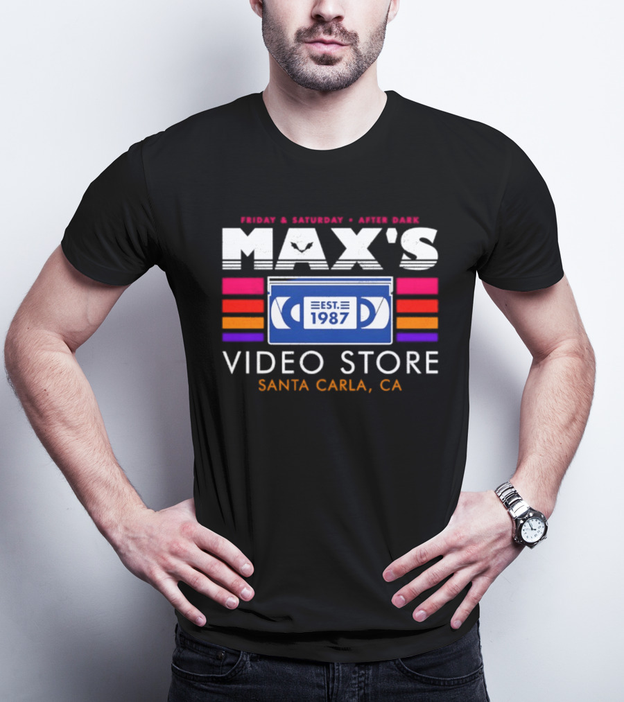 Max's Video Store Santa Carla CA Est 1987 Retro VHS 80s Aesthetic T-Shirt