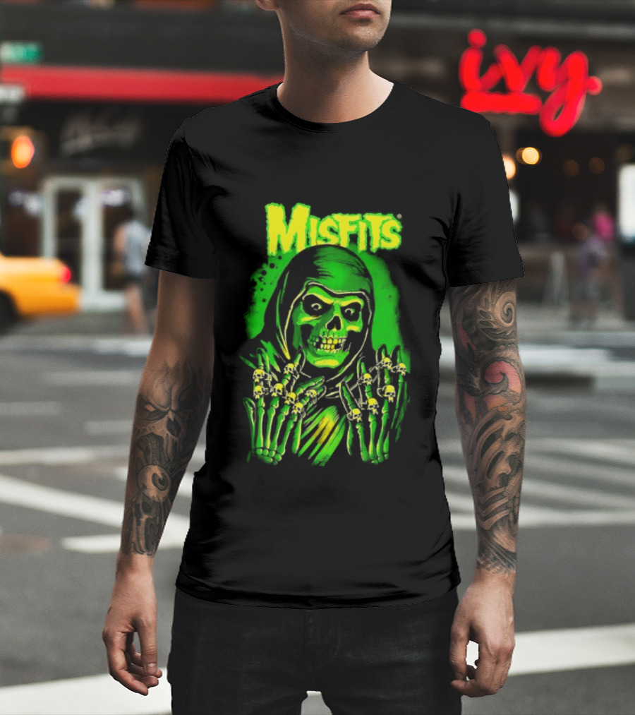 Misfits Fiend Club 26 Punk Rock Jerry Only Skull Neon Green T-Shirt