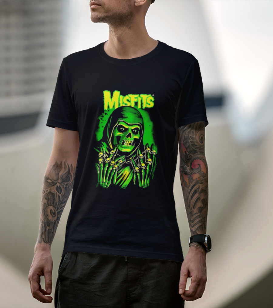 Misfits Fiend Club 26 Punk Rock Jerry Only Skull Neon Green T-Shirt
