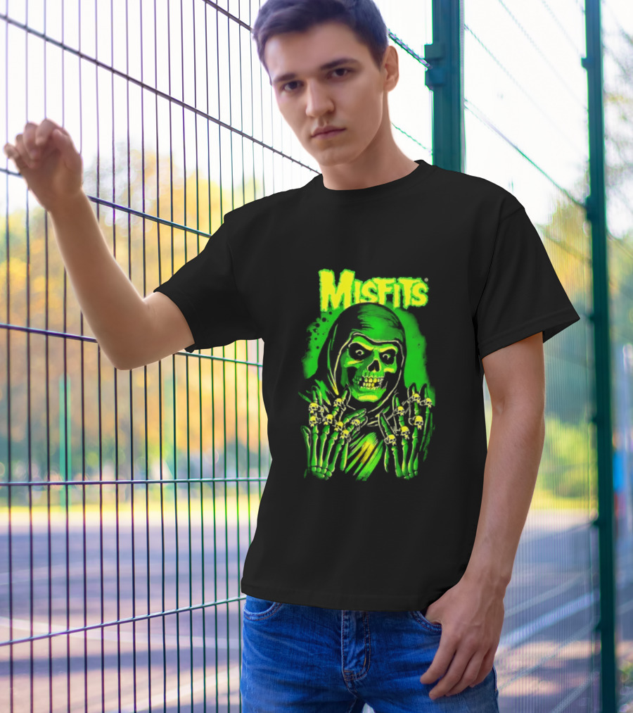 Misfits Fiend Club 26 Punk Rock Jerry Only Skull Neon Green T-Shirt