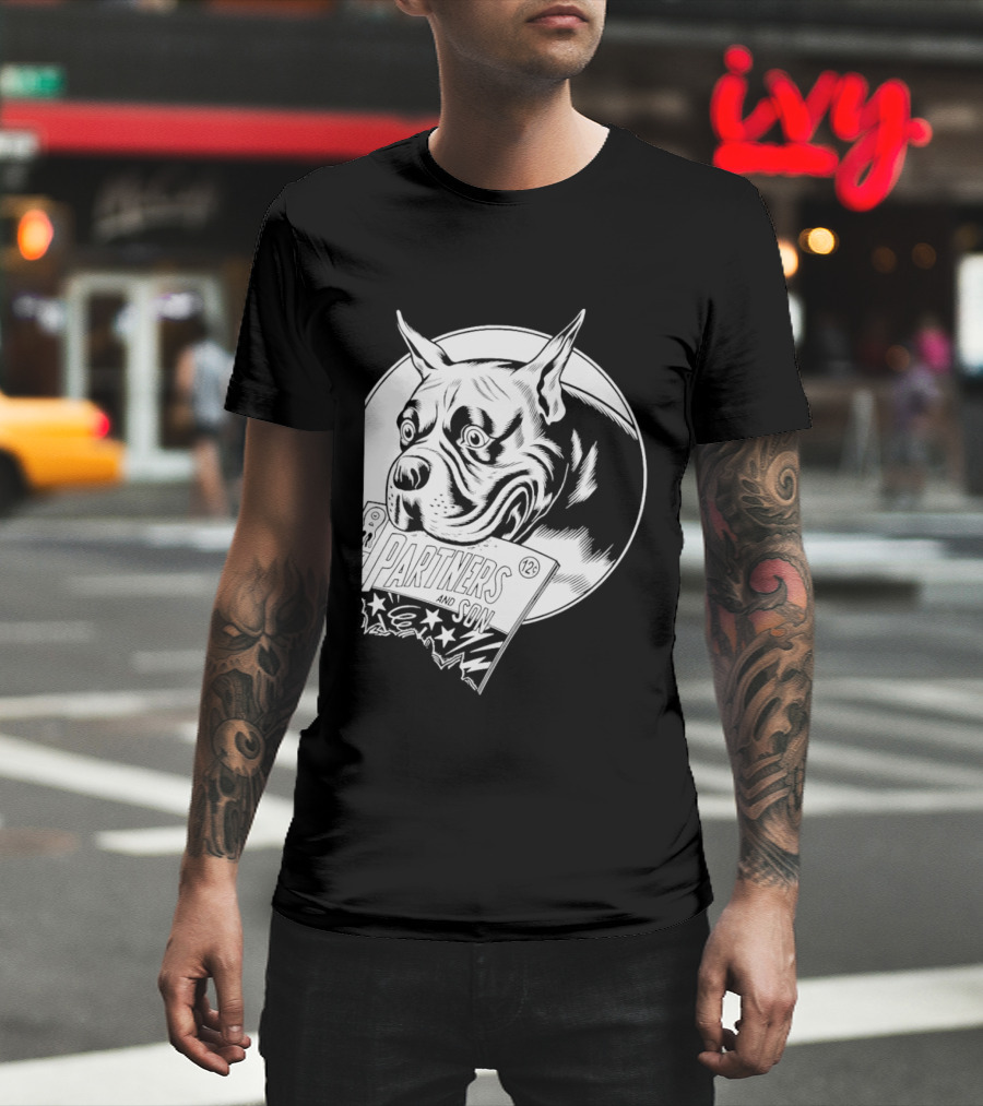Pitbull Dog Comic Book With Biting Graphic And Stars T-Shirt