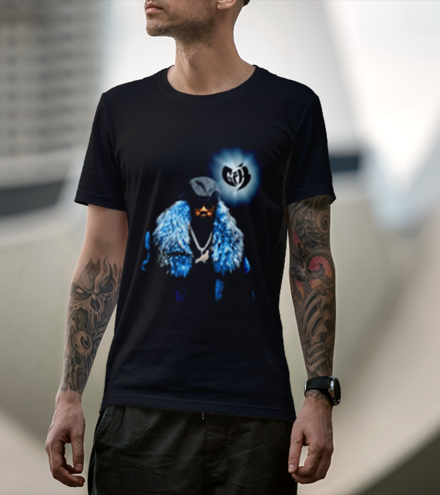 Staple Pigeon Store Staple X Ghostface Killah Collaboration With Wu Tang Clan Influence And Iconic Blue Fur Coat T-Shirt
