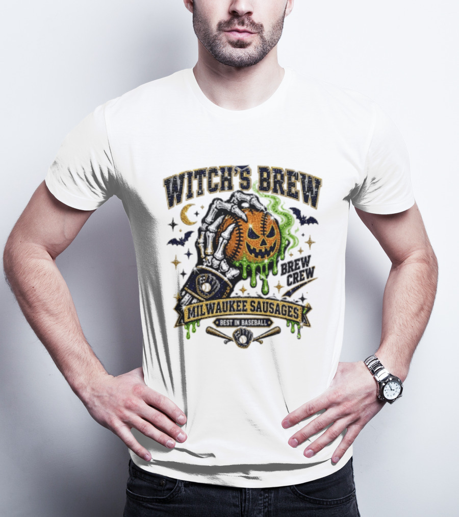 Witch's Brew Milwaukee Sausages Brew Crew Best In Baseball Halloween 2026 T-Shirt