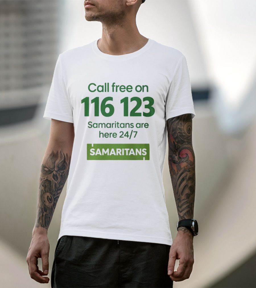 Aston Villa Together Against Suicide Samaritans 116 123 Call Free 24/7 T-Shirt