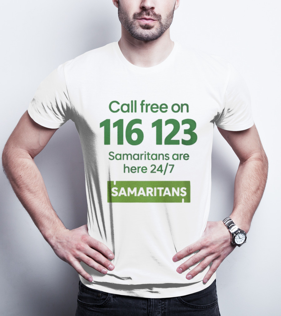 Aston Villa Together Against Suicide Samaritans 116 123 Call Free 24/7 T-Shirt
