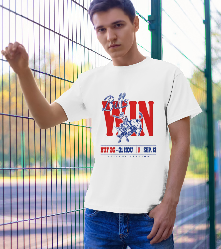 Bills Win BUF 36 31 HOU Week 1 Sep 13 Reliant Stadium Retro Style Football Victory Celebration T-Shirt