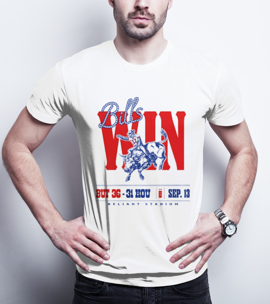 Bills Win BUF 36 31 HOU Week 1 Sep 13 Reliant Stadium Retro Style Football Victory Celebration T-Shirt