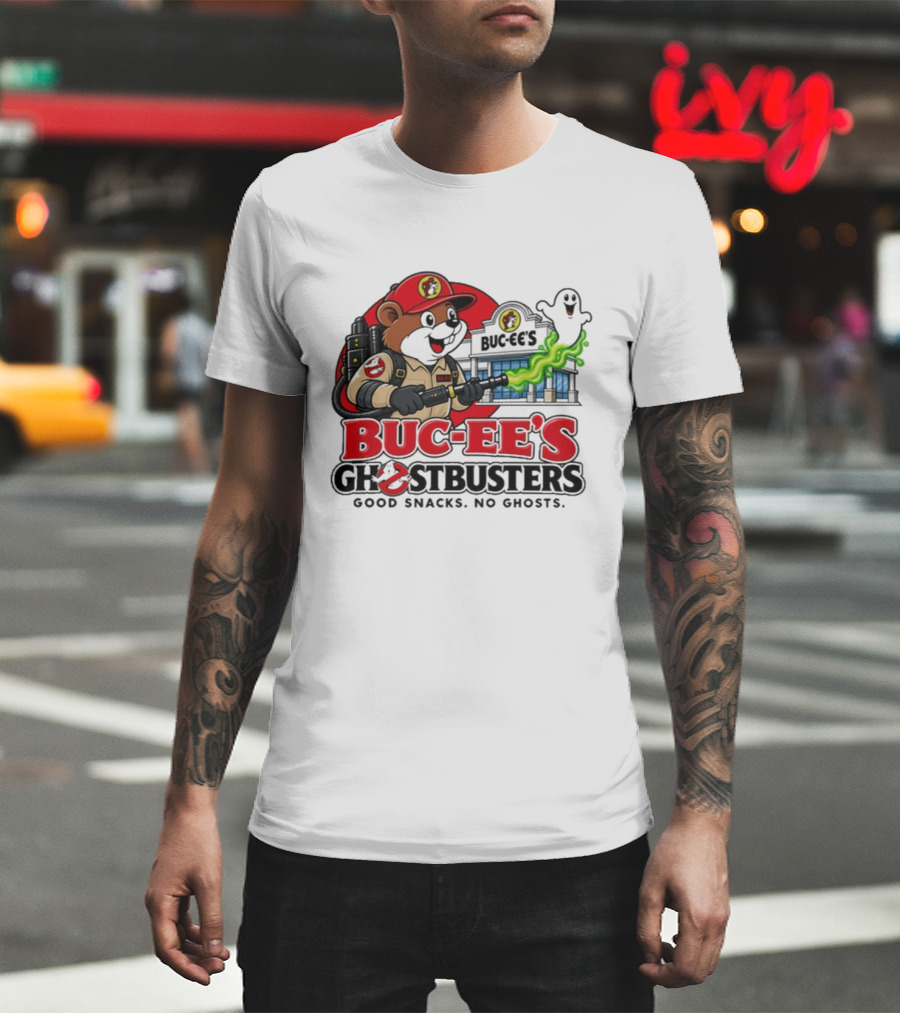 Buc Ee's Ghostbusters Good Snacks No Ghosts Ghostbuster T-Shirt