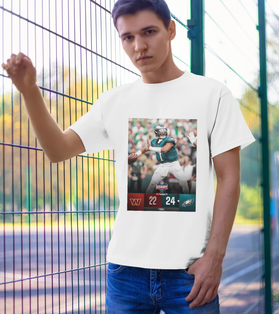 Jalen Hurts NFL Kickoff Philadelphia Eagles Victory 24 22 Final T-Shirt
