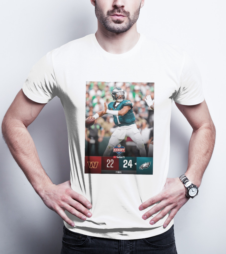 Jalen Hurts NFL Kickoff Philadelphia Eagles Victory 24 22 Final T-Shirt