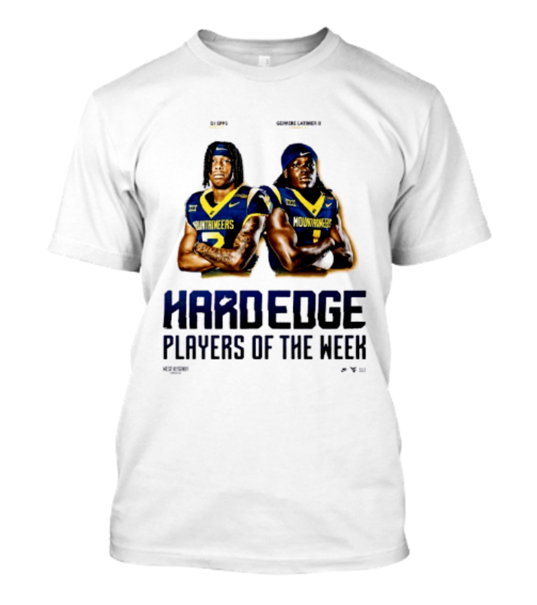 DJ Epps Geimere Latimer II West Virginia Mountaineers Hardedge Players Of The Week T-Shirt