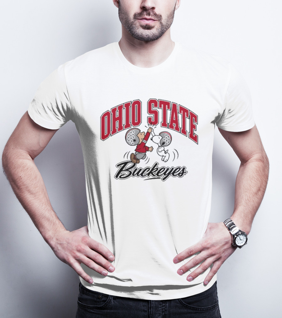 Ohio State Buckeyes Peanuts Characters Football Collaboration T-Shirt