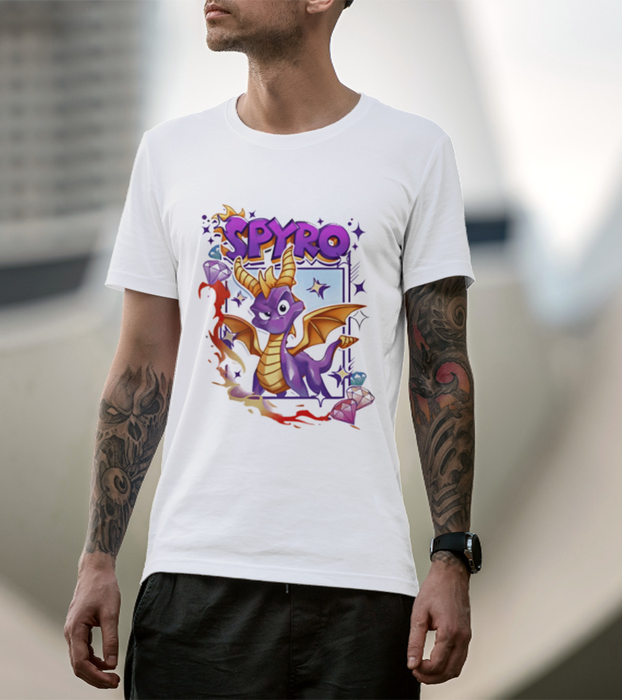 Spyro Purple Dragon Cartoon Polaroid Adventure T-Shirt