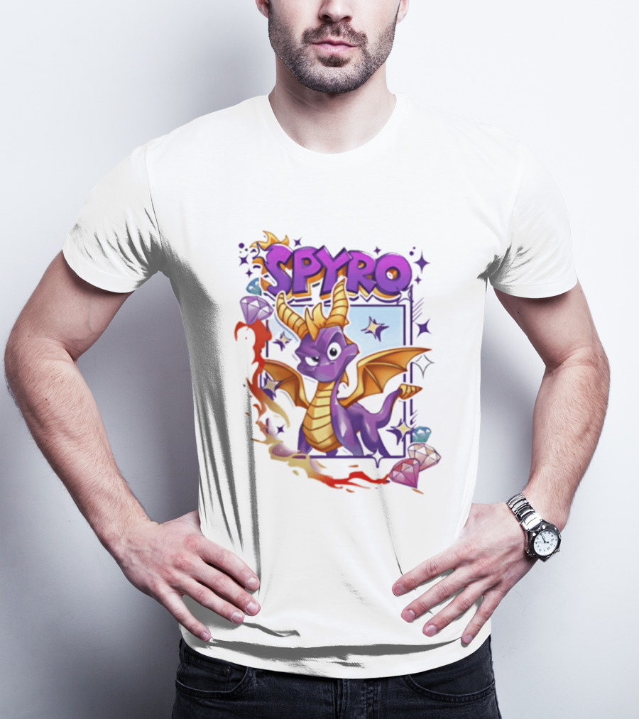 Spyro Purple Dragon Cartoon Polaroid Adventure T-Shirt