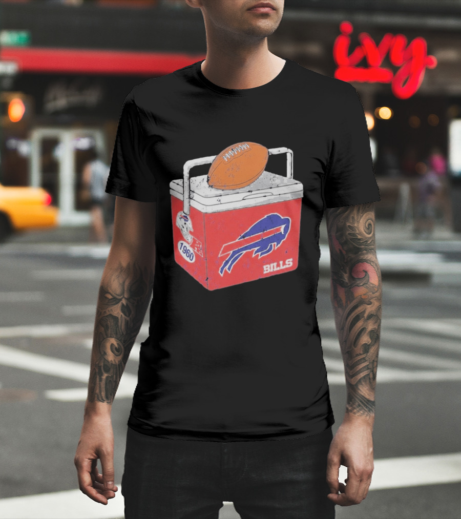 Buffalo Bills 1960 Retro Cooler With Football T-Shirt