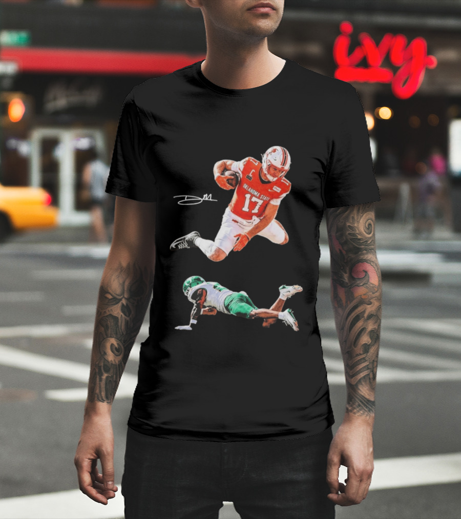 Oklahoma State Football Player Leap Over Oregon Opponent T-Shirt