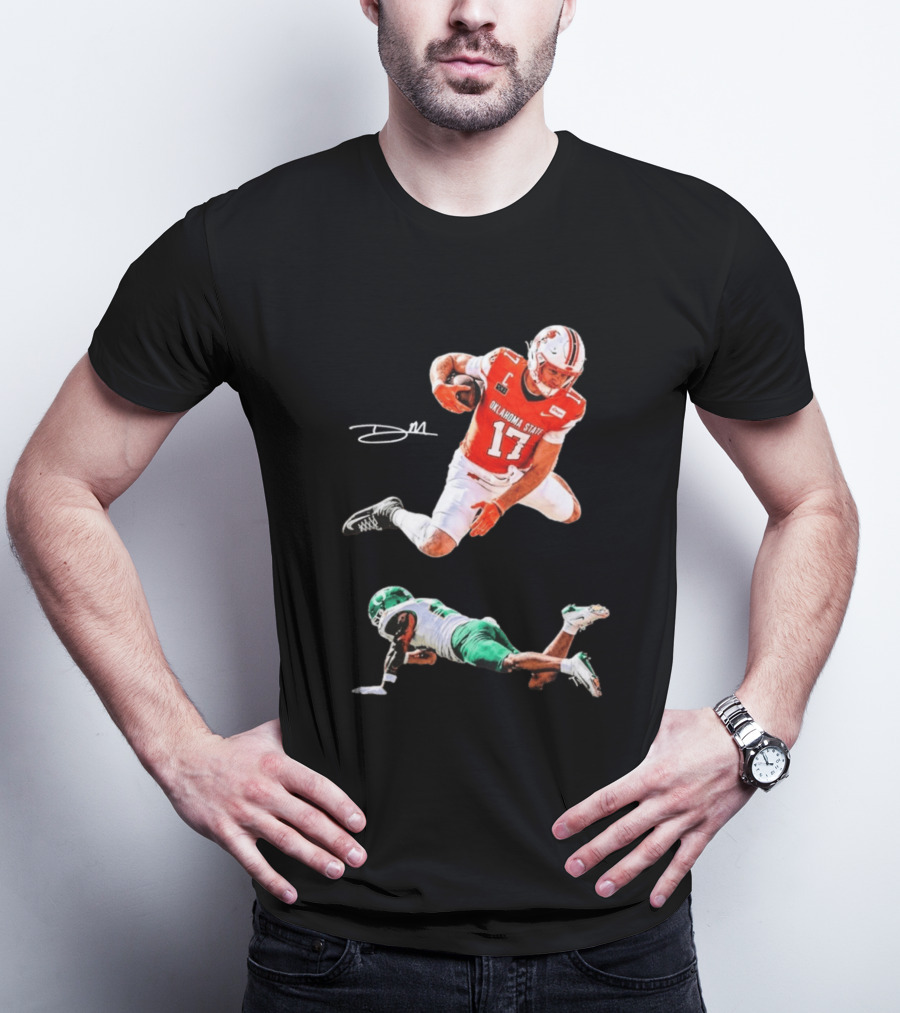 Oklahoma State Football Player Leap Over Oregon Opponent T-Shirt