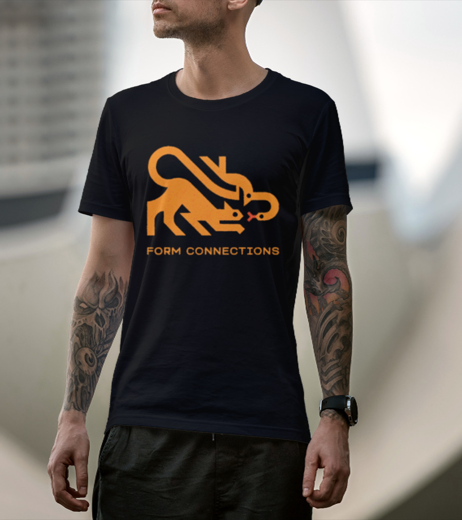 Form Connections Minimalist Cat And Snake T-Shirt