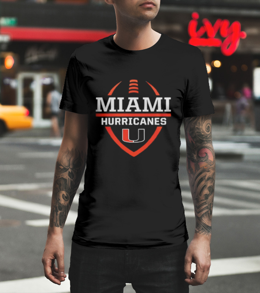 Miami Hurricanes 2026 Helmet Pregame Football University U 2 Sided T-Shirt
