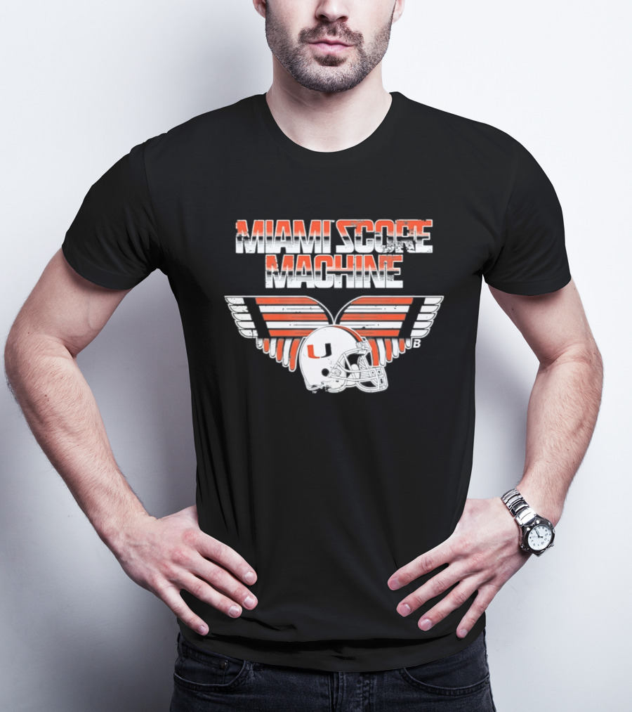 Miami Hurricanes NCAA Football Miami Score Machine Helmet T-Shirt