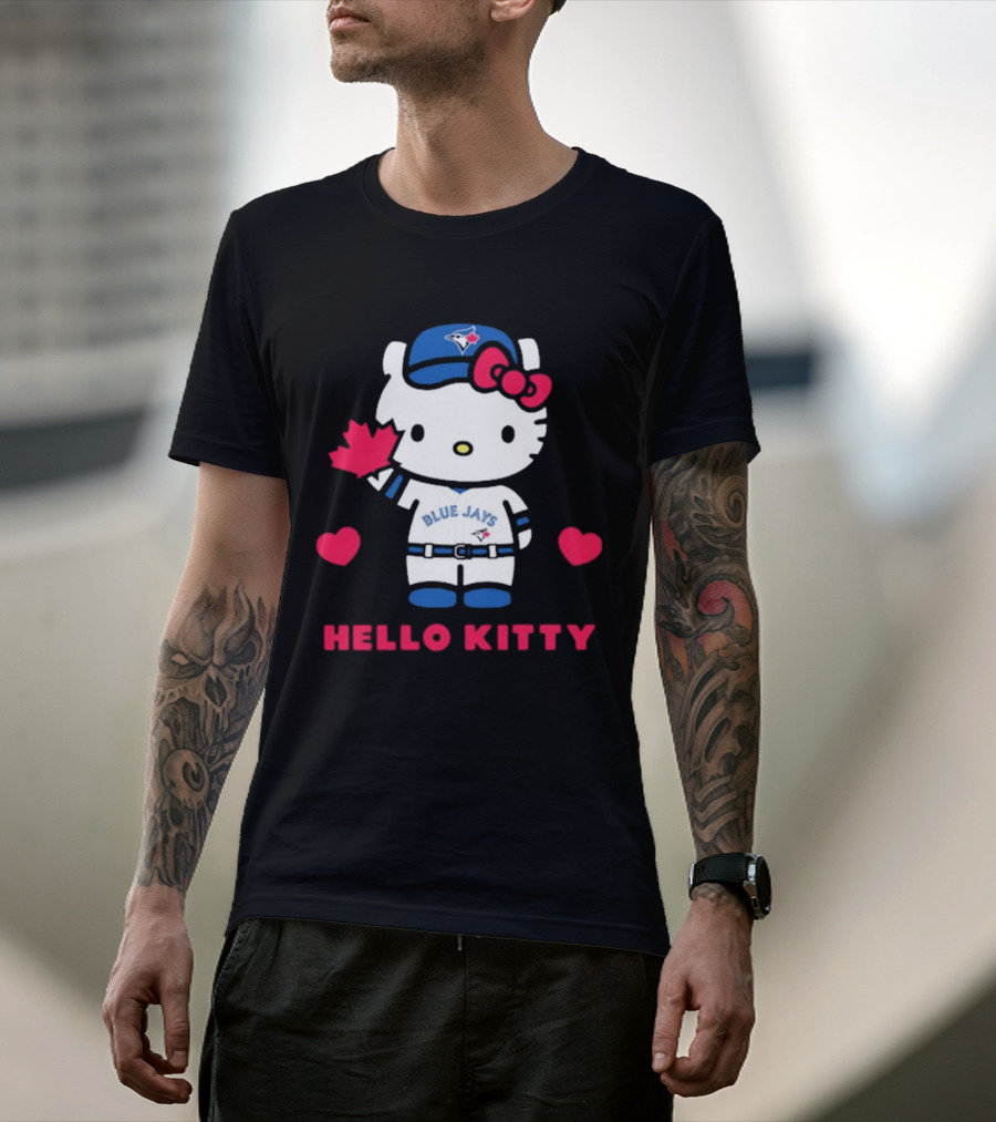 Hello Kitty Blue Jays 2026 With Maple Leaf And Hearts T-Shirt
