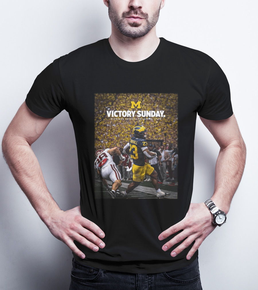 M Victory Sunday Michigan Defeats Oklahoma 10 10 College Football T-Shirt