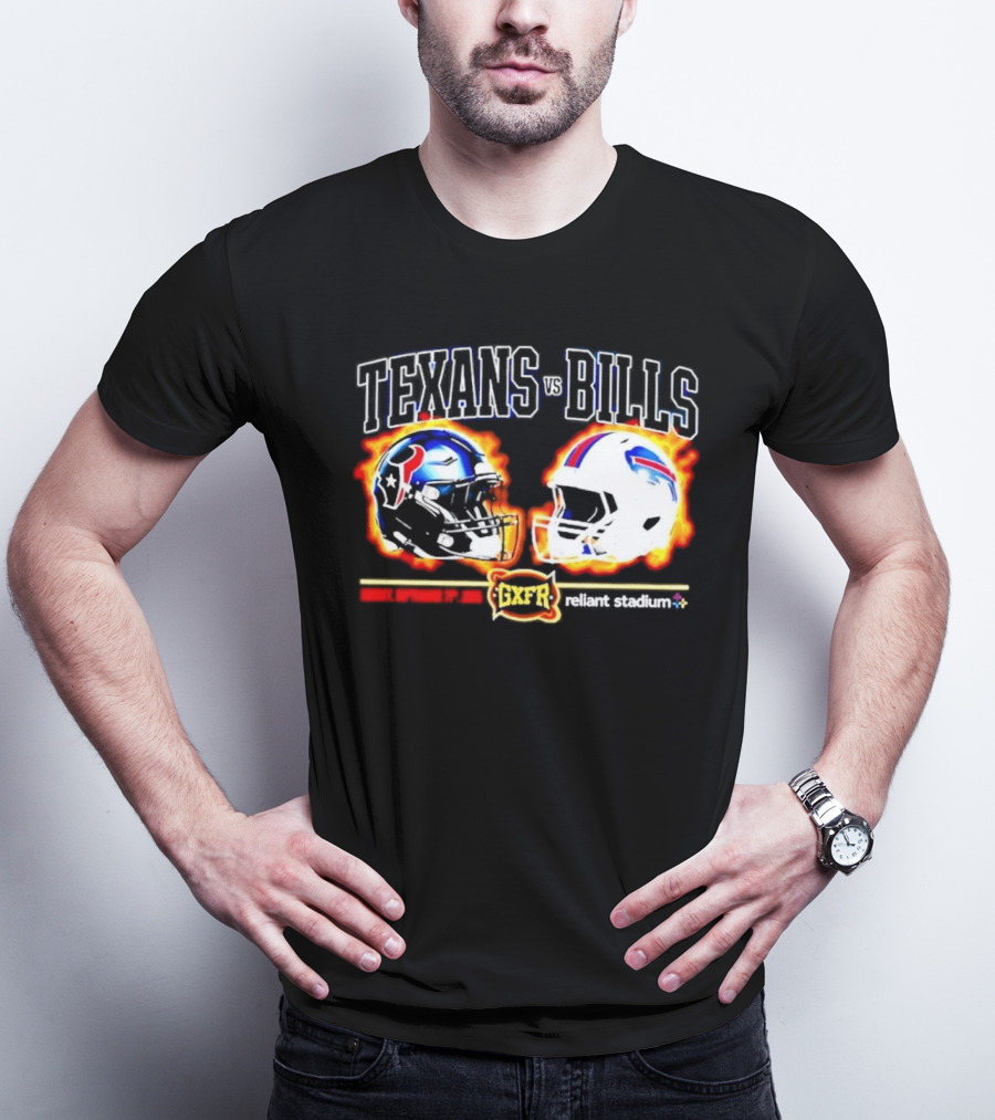 Texans Bills Helmet Showdown Vintage Style Game Day Football T-Shirt