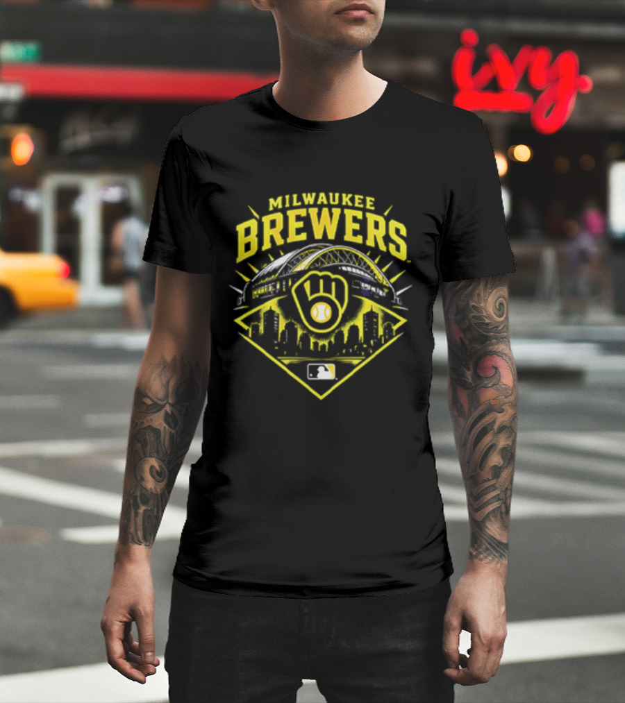 Milwaukee Brewers Skyline Baseball MLB Postseason 2026 Win Our Way Stadium T-Shirt
