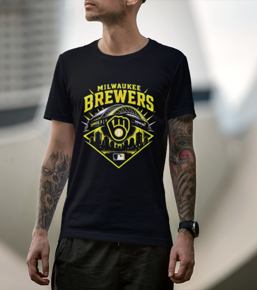 Milwaukee Brewers Skyline Baseball MLB Postseason 2026 Win Our Way Stadium T-Shirt