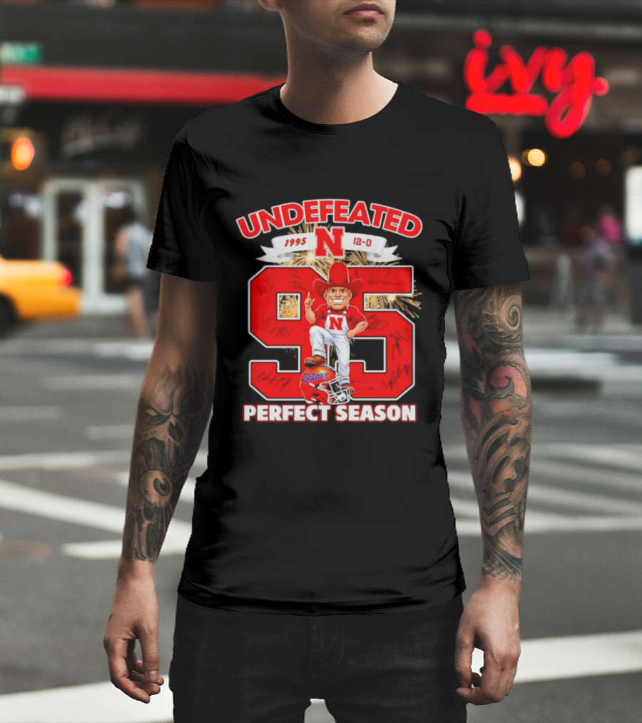 Nebraska Cornhuskers Undefeated 1995 Perfect Season 12 0 Gators 95 Football T-Shirt