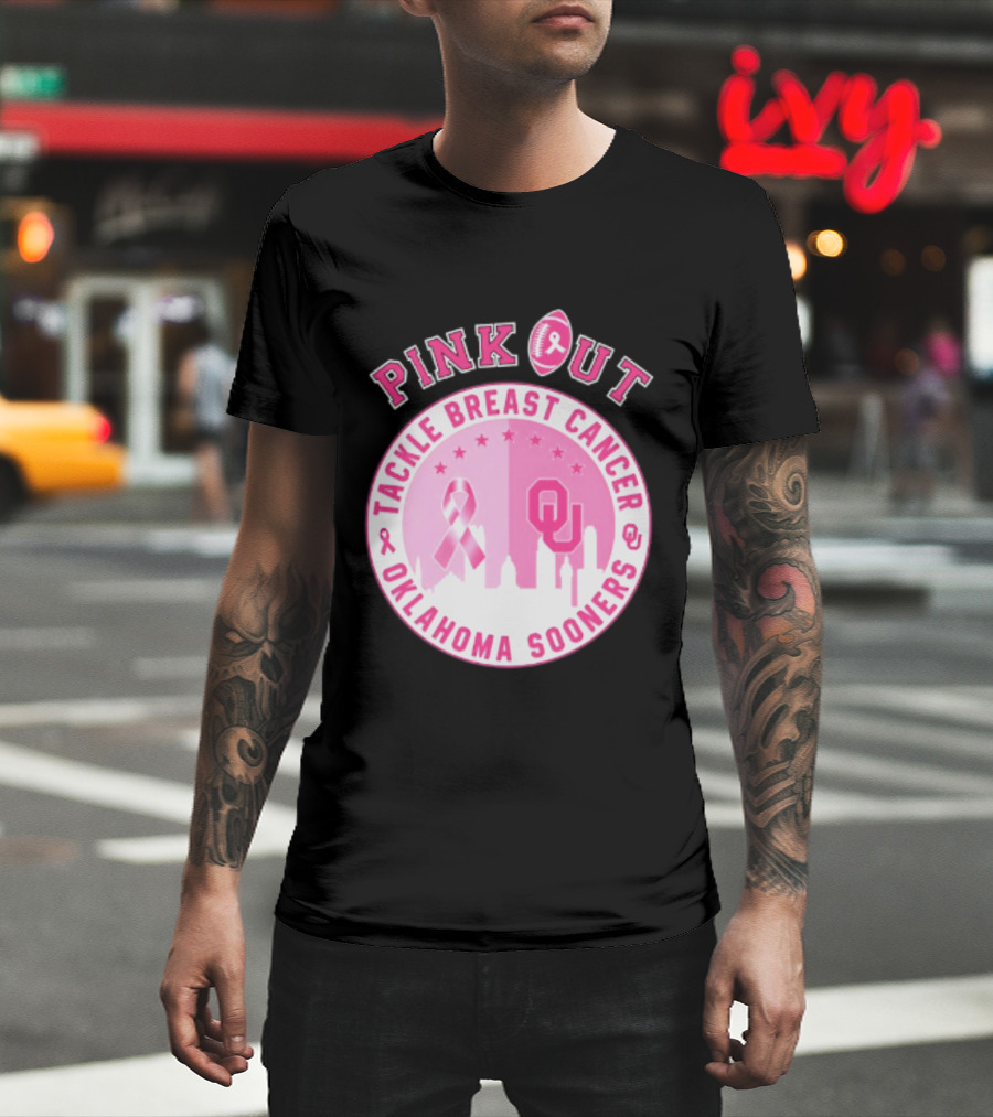 Oklahoma Sooners Pink Out Tackle Breast Cancer Football NCAA T-Shirt
