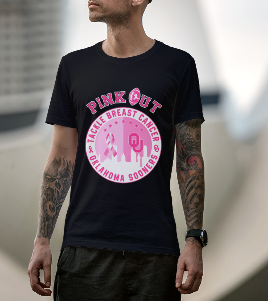 Oklahoma Sooners Pink Out Tackle Breast Cancer Football NCAA T-Shirt