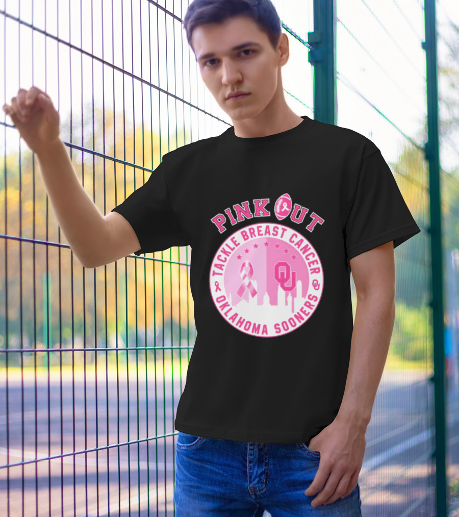 Oklahoma Sooners Pink Out Tackle Breast Cancer Football NCAA T-Shirt