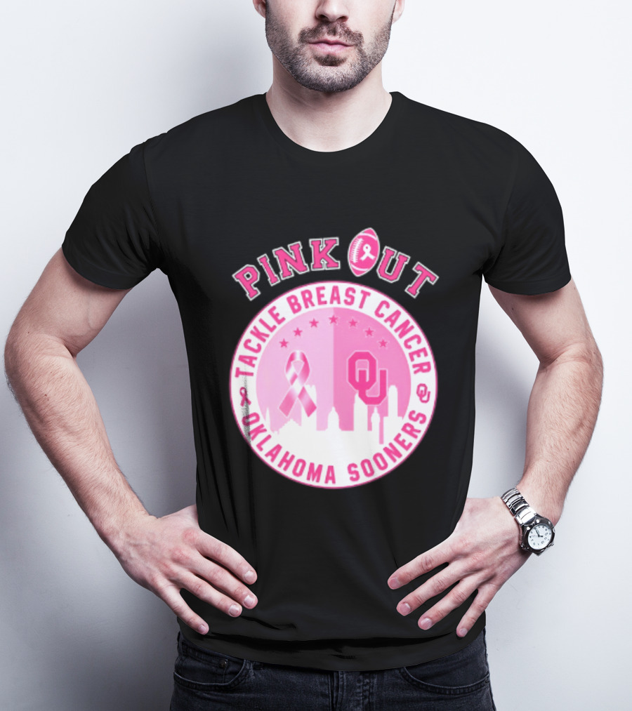 Oklahoma Sooners Pink Out Tackle Breast Cancer Football NCAA T-Shirt