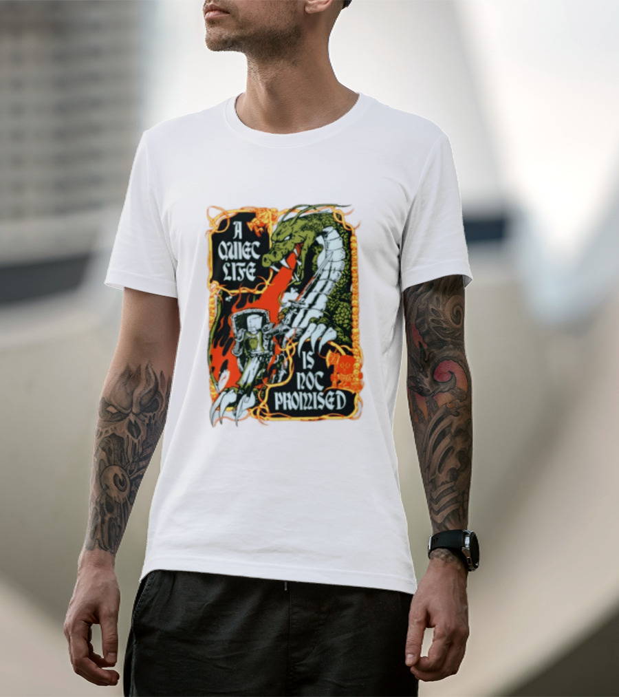 A Quiet Life Is Not Promised Dragon Knight Vintage Fantasy Adventure Scene T-Shirt