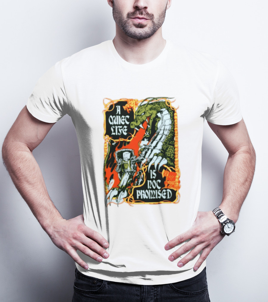 A Quiet Life Is Not Promised Dragon Knight Vintage Fantasy Adventure Scene T-Shirt