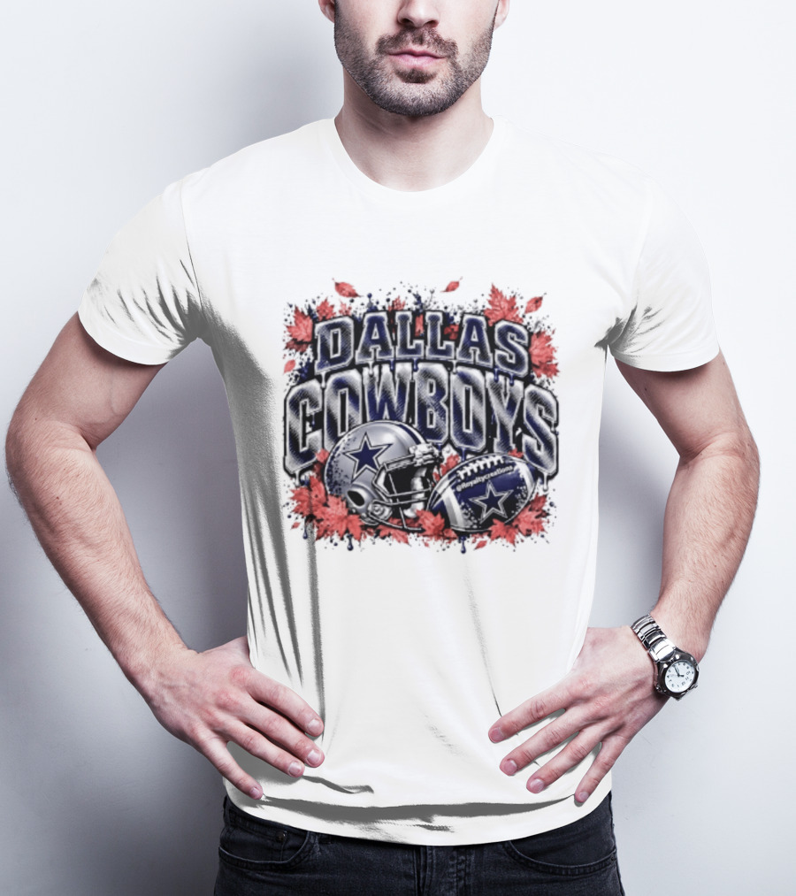 Dallas Cowboys Football Helmet Autumn Leaves Halloween 2026 T-Shirt
