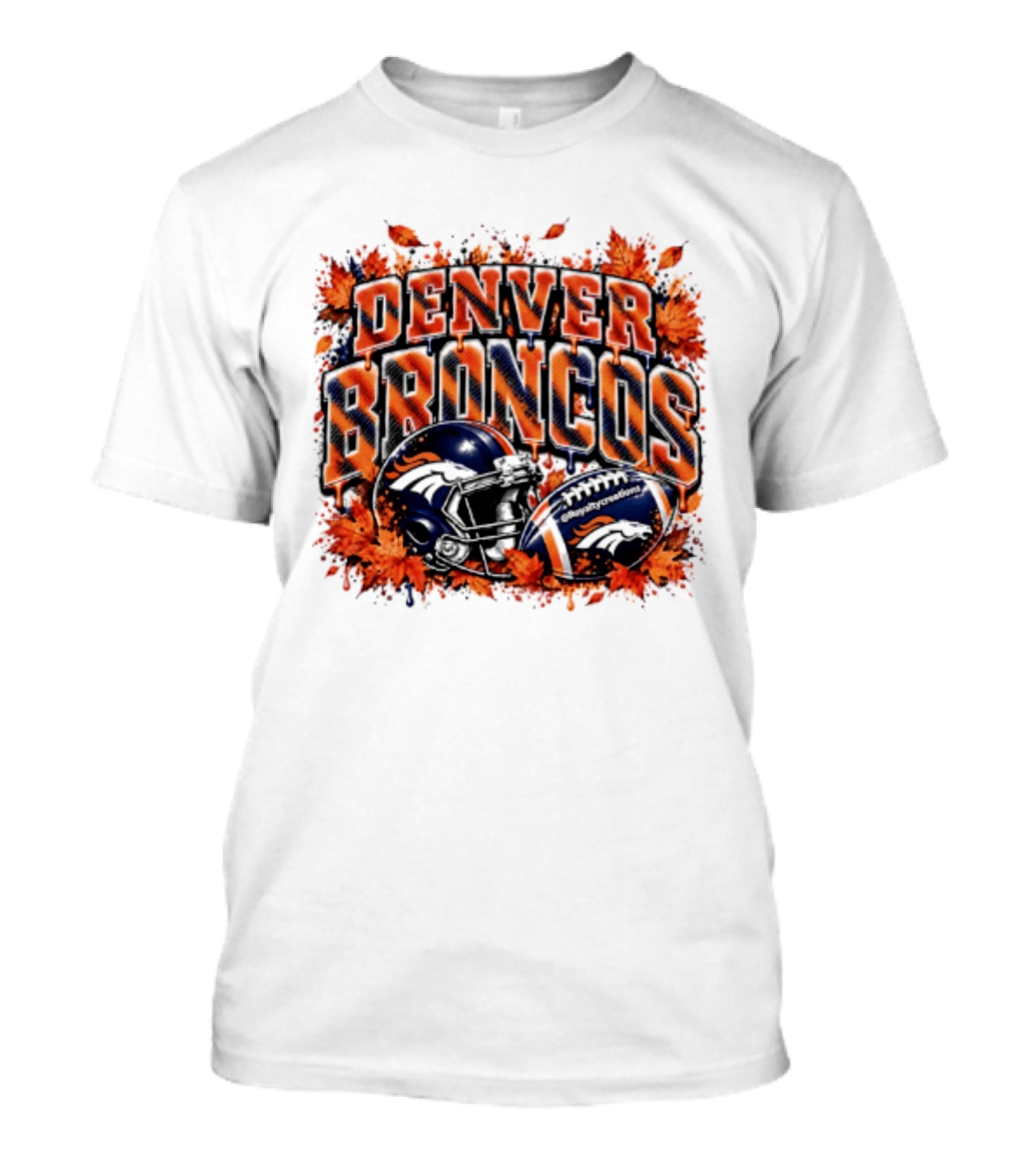 Denver Broncos Football Helmet Autumn Leaves Halloween 2026 T-Shirt