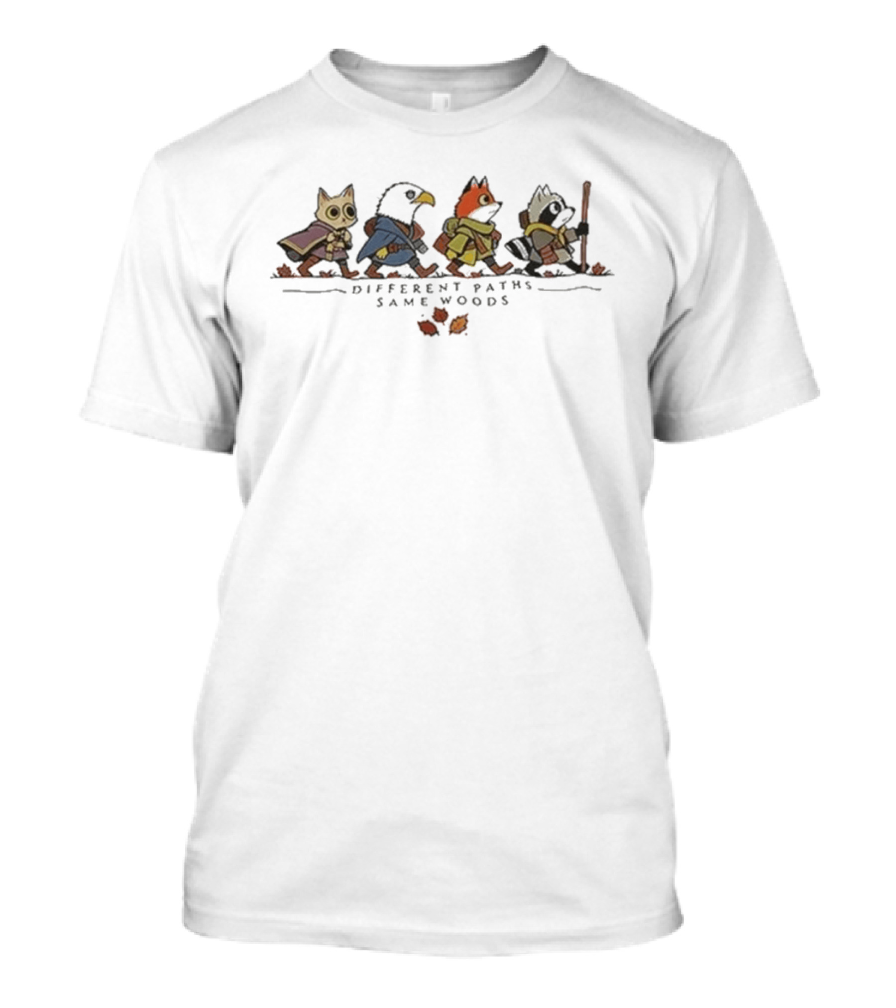 Different Paths Same Woods Root Game Walking Animals T-Shirt