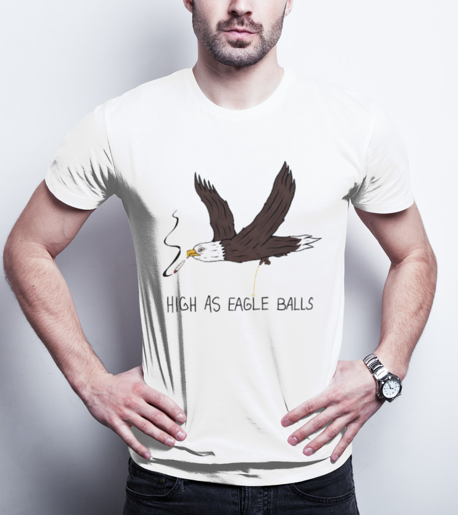 High As Eagle Balls Smoking Eagle Meme T-Shirt