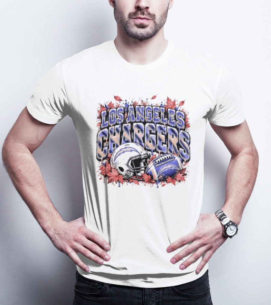 Los Angeles Chargers Football Helmet Autumn Leaves 2026 T-Shirt