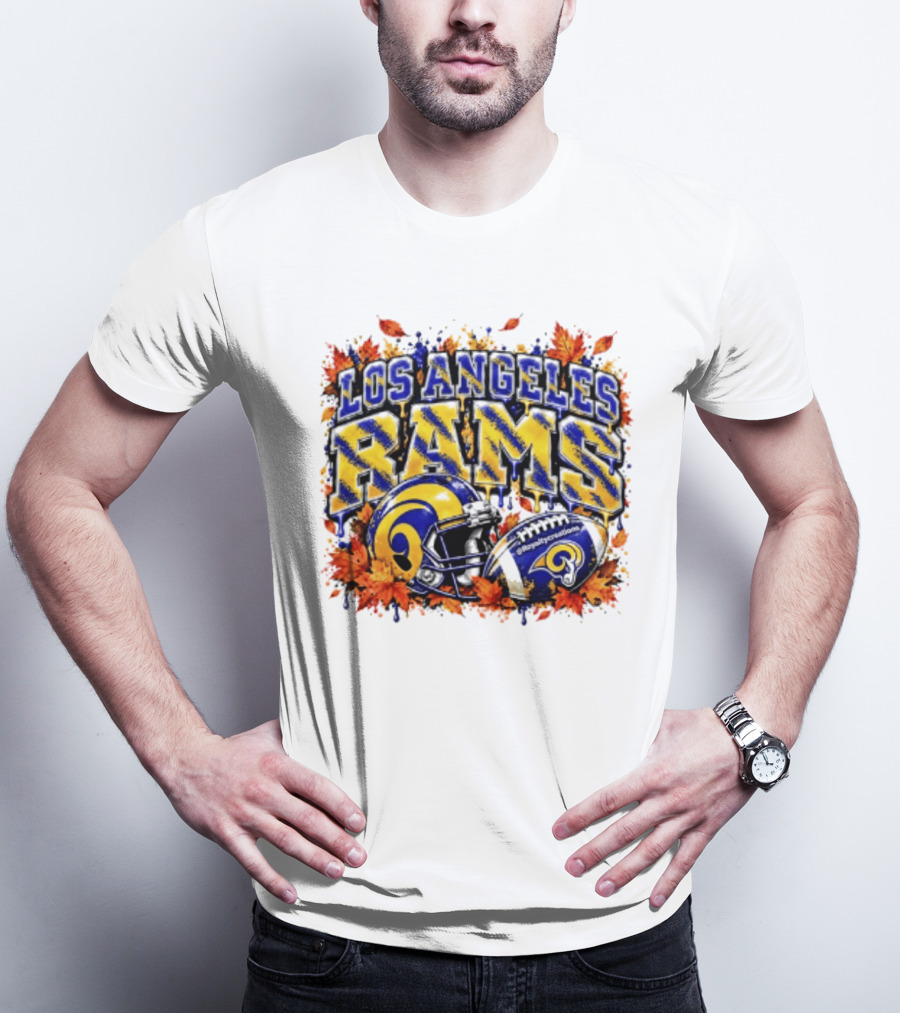 Los Angeles Rams Helmet Autumn Leaves Halloween 2026 T-Shirt