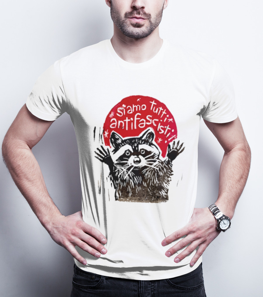 Siamo Tutti Antifascisti Raccoon Image T-Shirt