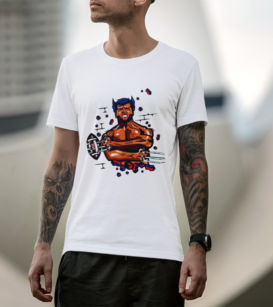 Marvel Wolverine Football Caricature Bold Comic T-Shirt