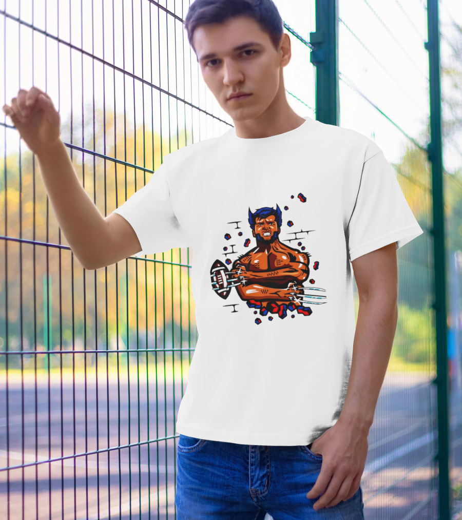 Marvel Wolverine Football Caricature Bold Comic T-Shirt