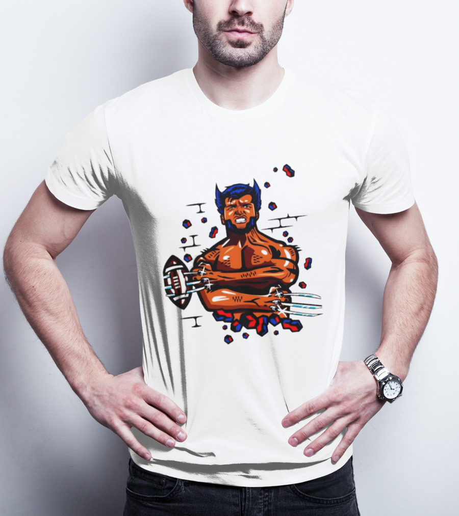Marvel Wolverine Football Caricature Bold Comic T-Shirt